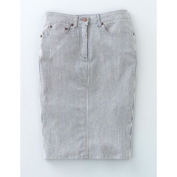 Boden | Skirts | Boden Blue White Railroad Stripe Denim Skirt Us Sz 6 ...